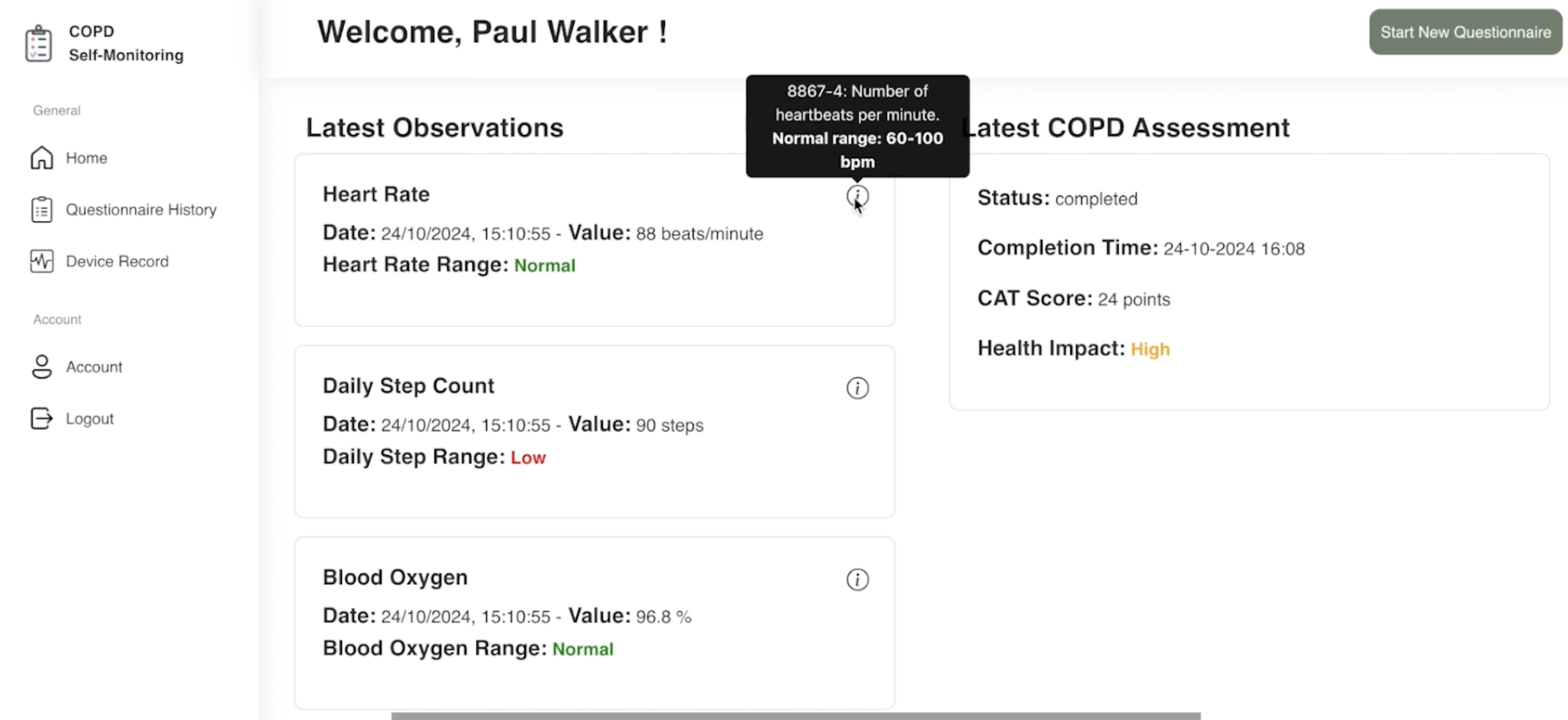 COPD Management: a SMART on FHIR App for patient self-monitoring